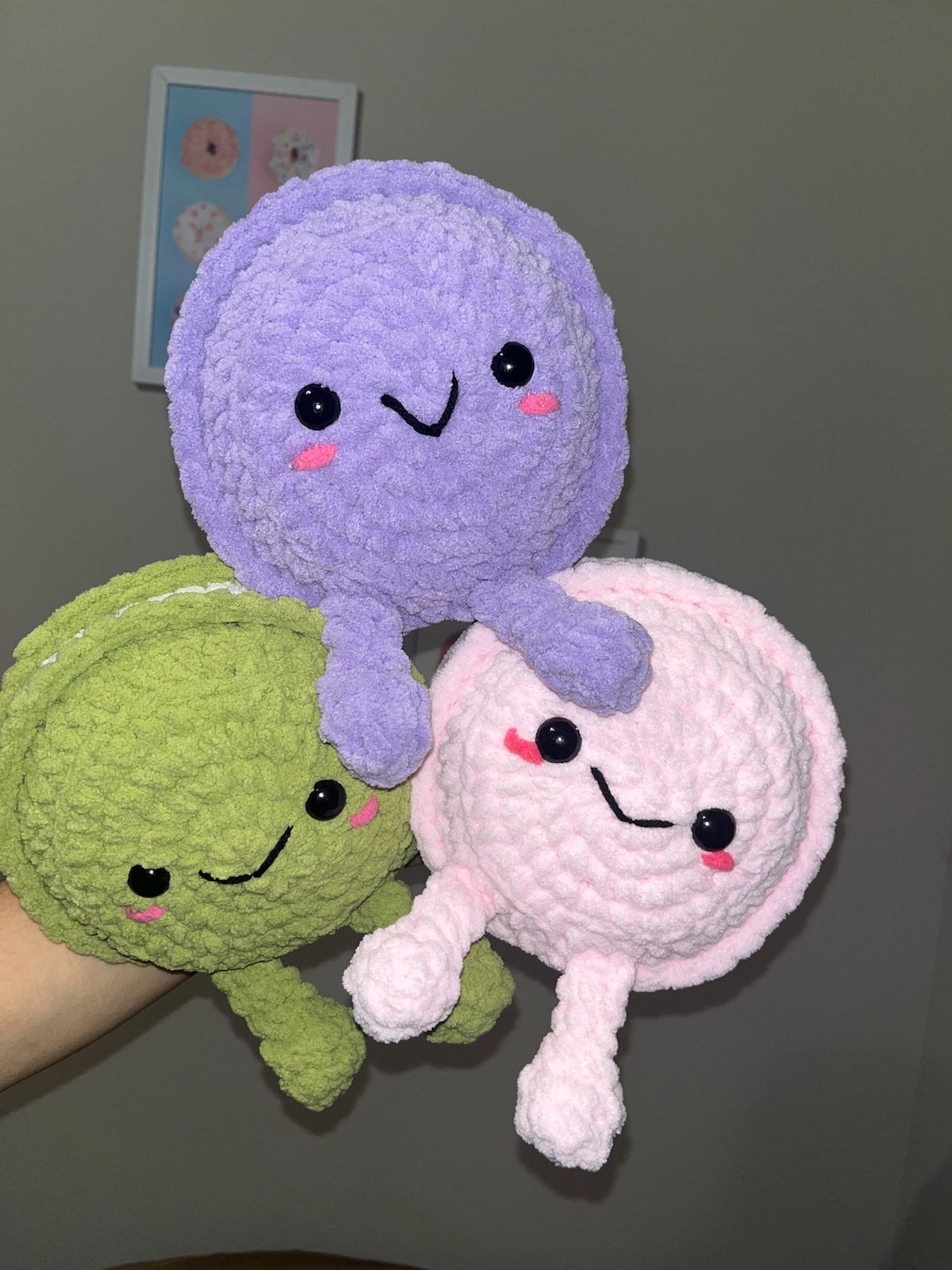Crochet Macaron Plushie, Purple Cookie, French Cookie Crochet - Etsy