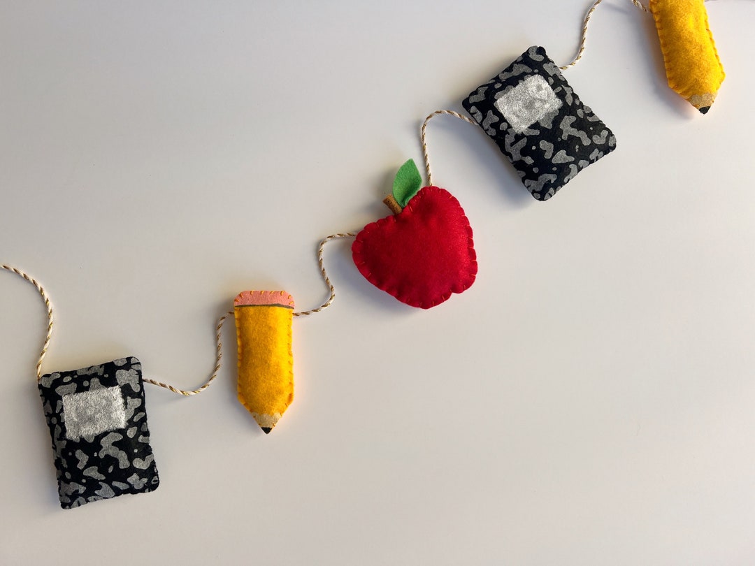 Back to School Garland School Banner School Year Teacher Apple, Pencil ...