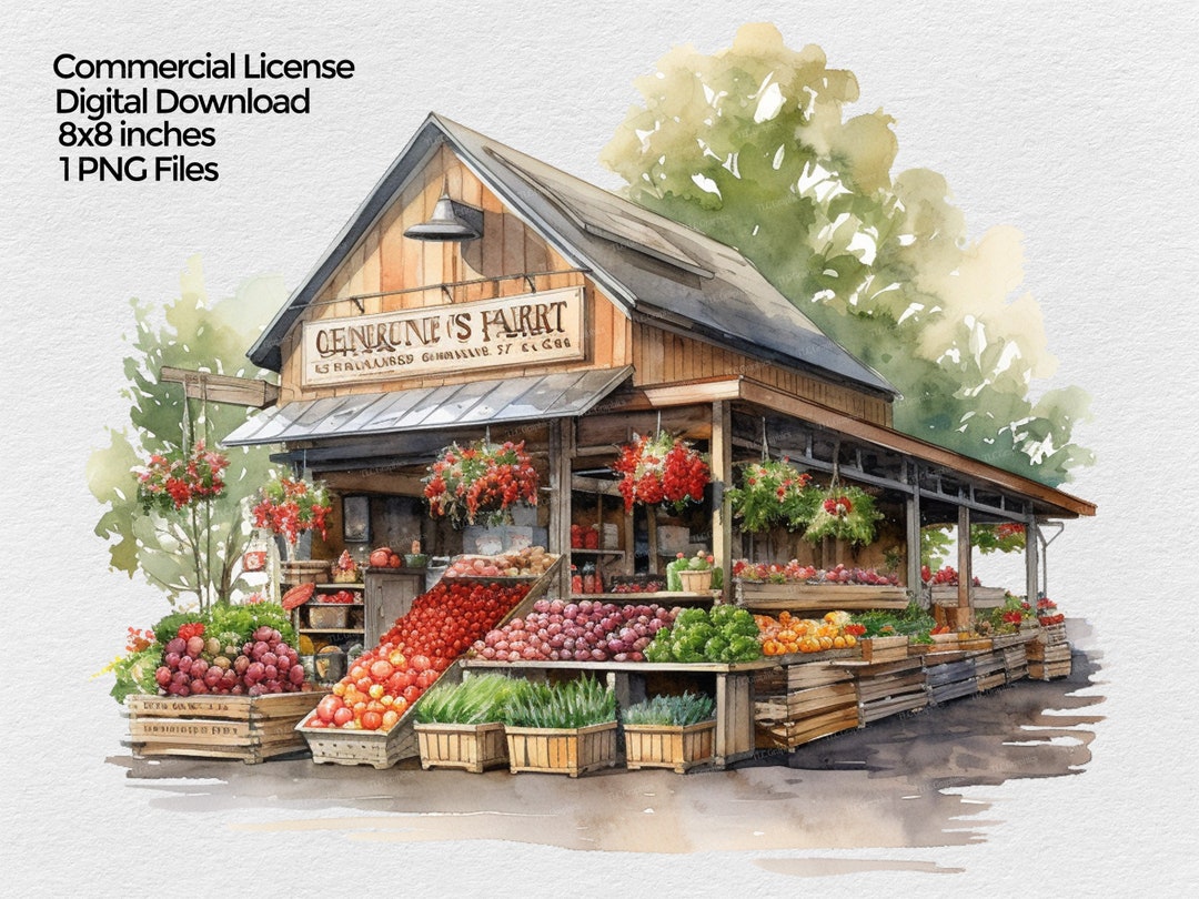 Rustic Farmers Market Clipart, Vegetable Stand Png Image, Autumn Fall ...