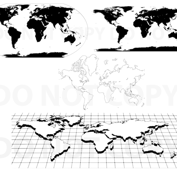 Detailed World Map Globe Vector - Etsy