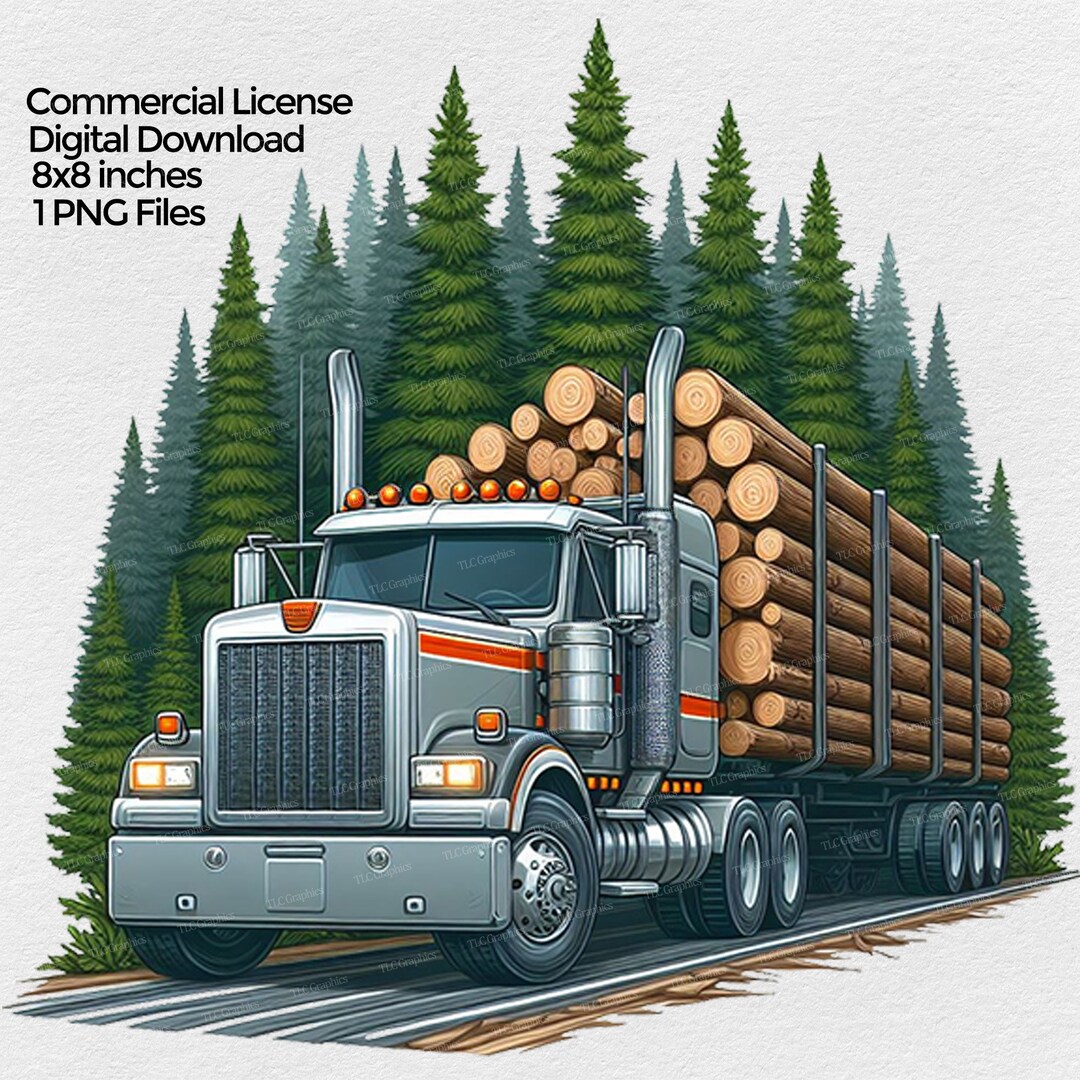Logging Truck Png for Sublimation, Logger Truck Clipart, Logger T Shirt ...