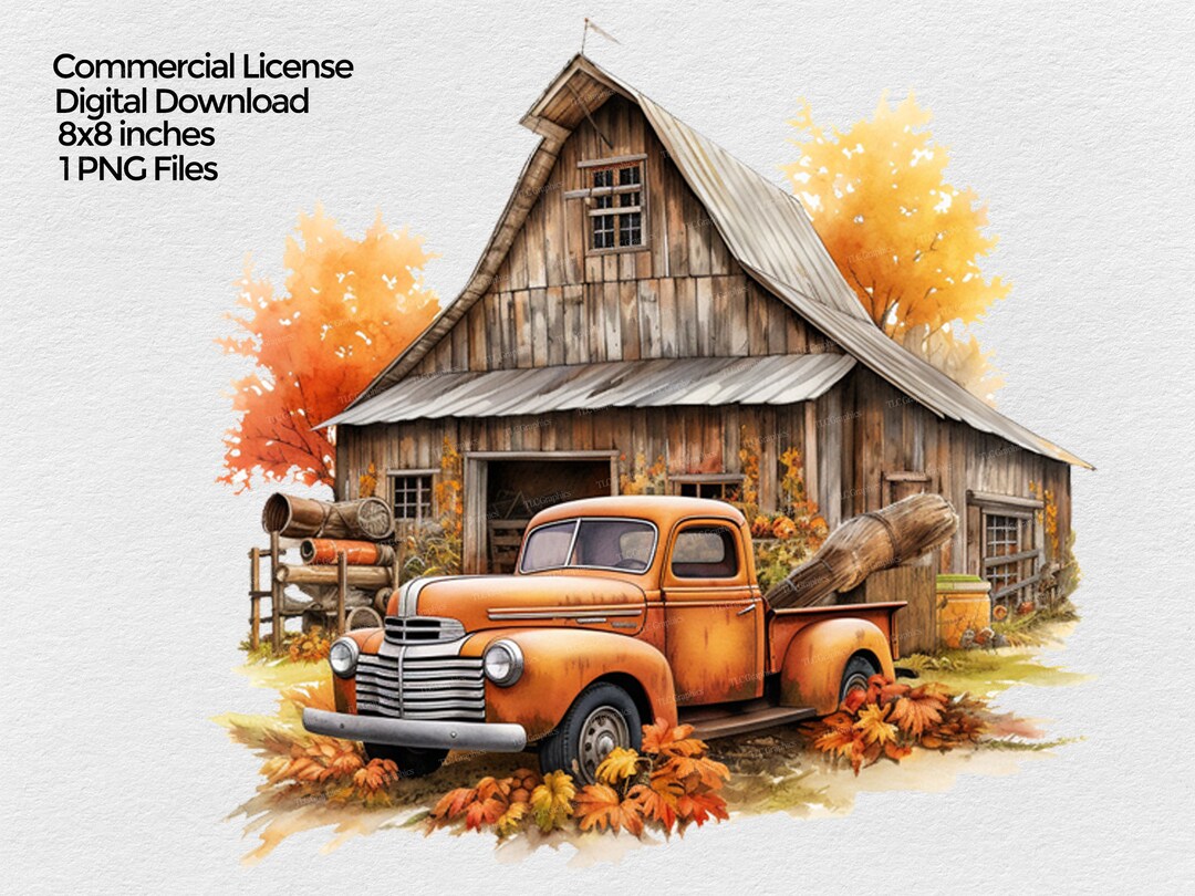 Fall Rustic Barn With Truckr Png Image, Autumn Farm Barn Clipart for ...