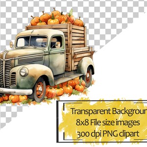 Farm Truck With Pumpkins Clipart, Fall Pumpkin PNG File, Sublimation ...