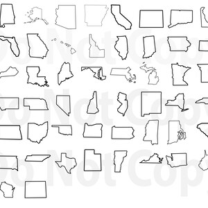 50 States Outline SVG Bundle United States Map Svg File for - Etsy