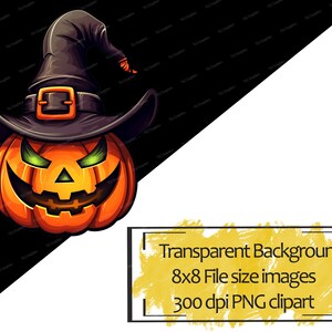 Spooky Jack O Lantern With Witch Hat Clipart, Halloween Pumpkin PNG ...