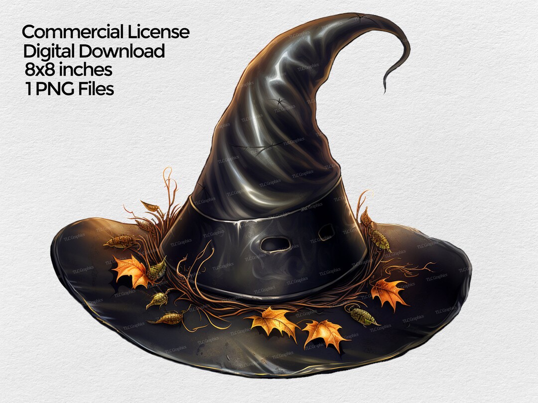 Witch Hat Clipart, Halloween Witch Hat PNG File, Fall Witch Hat ...