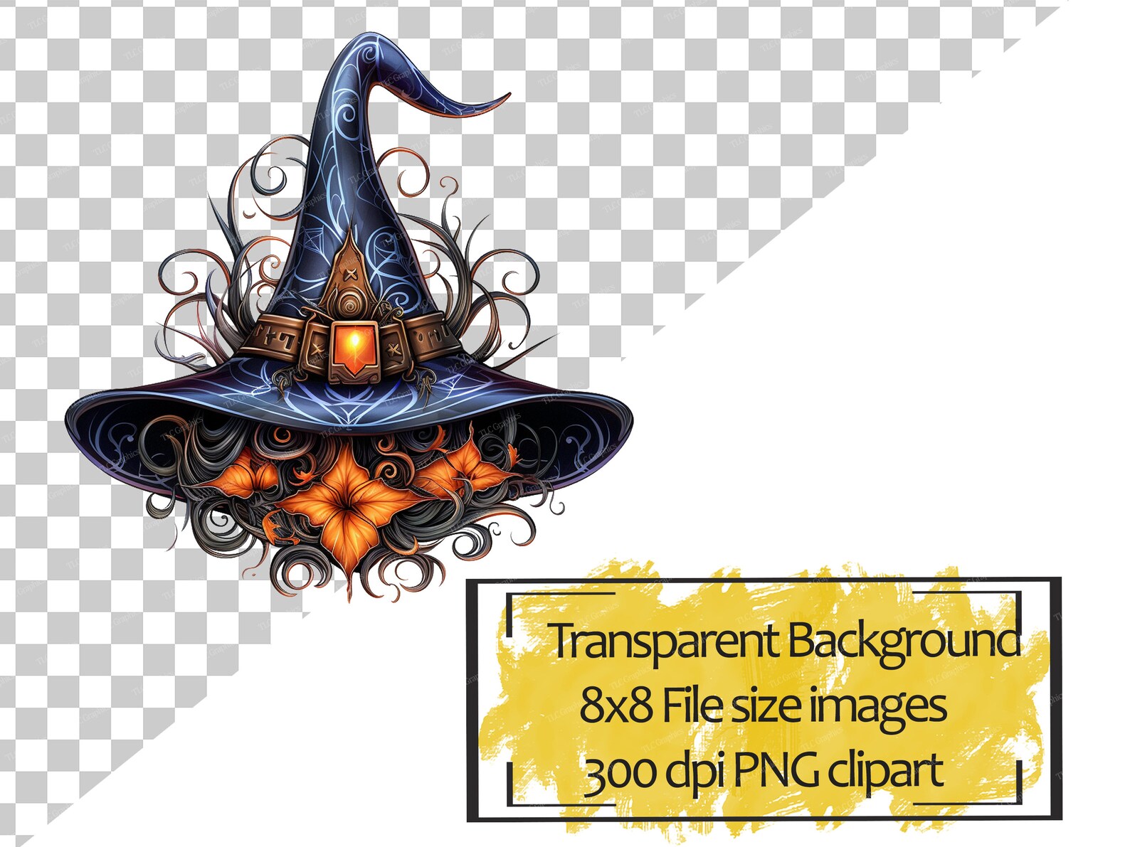 Witch Hat Clipart, Cute Halloween Witch Hat PNG File, Witch Hat With ...