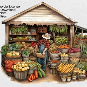 Farmers Market Clipart, Vegetables Png Image, Autumn Fall Clipart, Farm ...