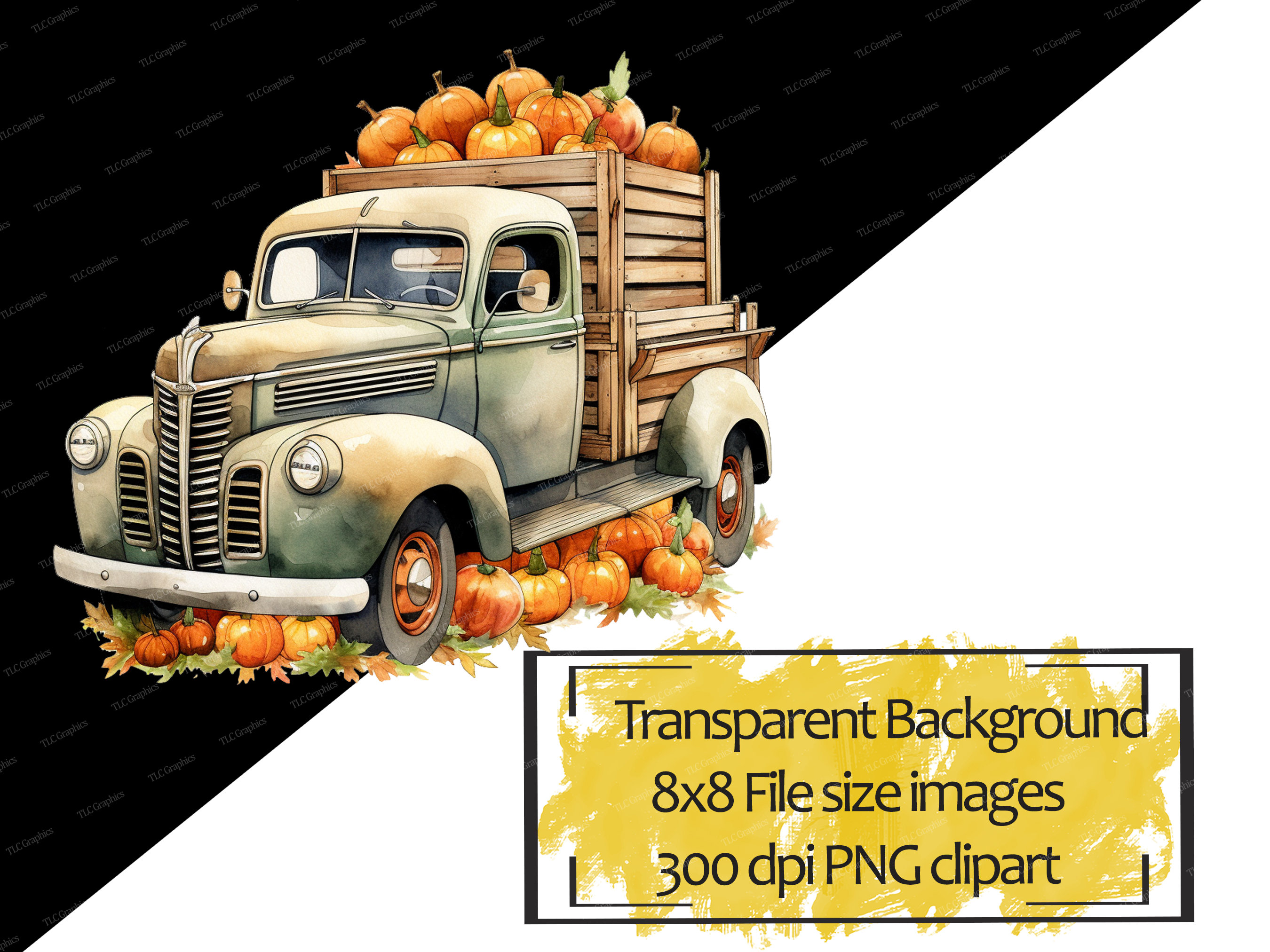 Farm Truck With Pumpkins Clipart, Fall Pumpkin PNG File, Sublimation ...