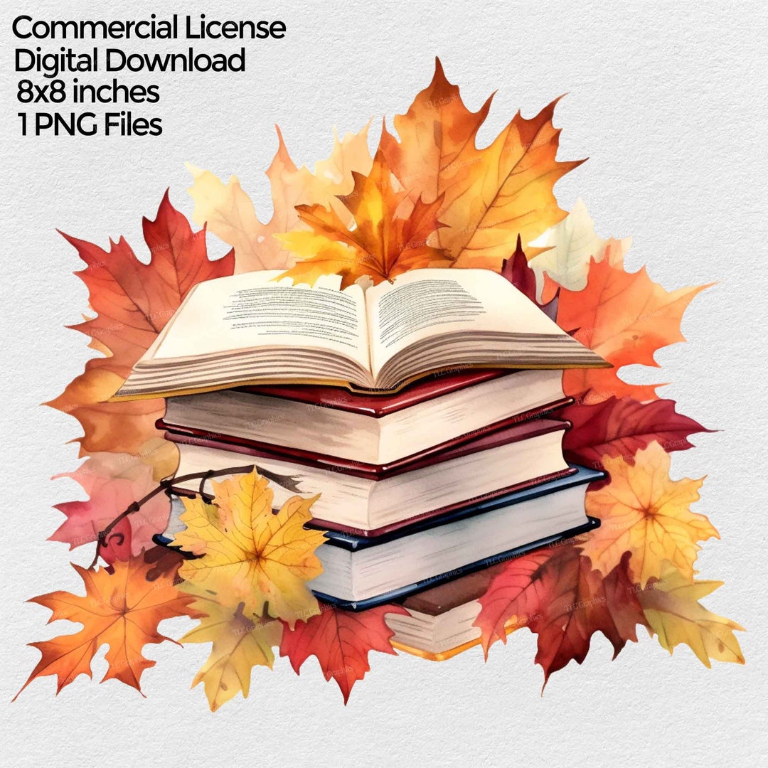Fall Books With Leaves Png Clipart, Autumn Booklover Png Images ...