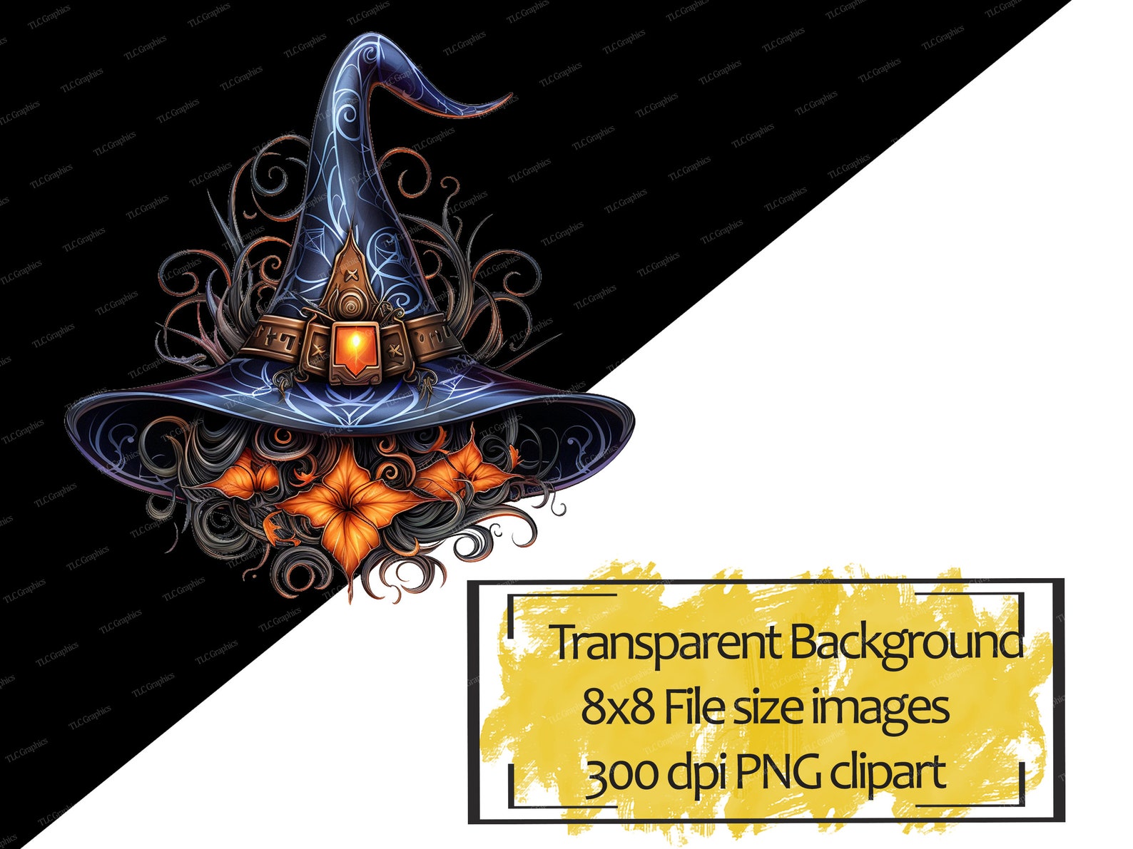 Witch Hat Clipart, Cute Halloween Witch Hat PNG File, Witch Hat With ...