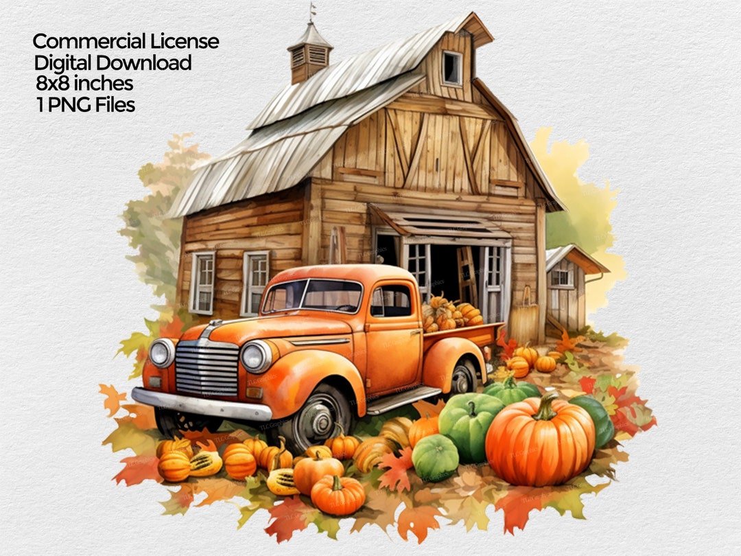 Fall Rustic Barn With Pumpkin Truck Png Image, Autumn Farm Barn Clipart ...