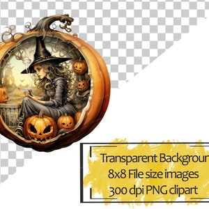 Halloween Witch With Pumpkins Clip Art, Halloween Clipart Png Files ...