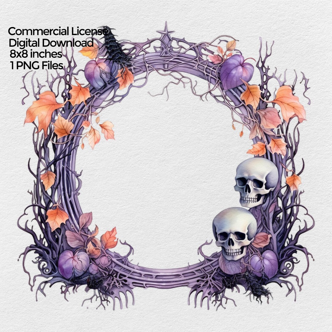 Halloween Frame Clipart, Round Watercolor Png, Fall Frames Clip Art ...