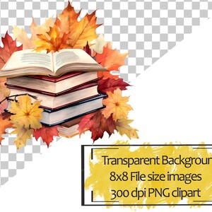 Fall Books With Leaves Png Clipart, Autumn Booklover Png Images ...