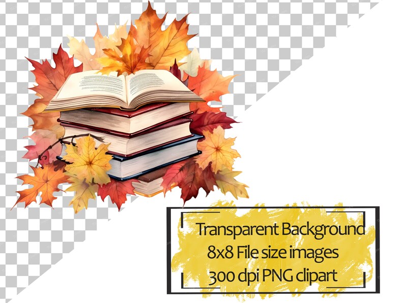 Fall Books With Leaves Png Clipart, Autumn Booklover Png Images ...