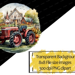 Fall Tractor With Pumpkins and Leaves Png Image, Old Farm Tractor ...