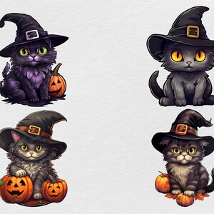Cute Halloween Cat Clip Art Bundle, Cute Cat Png Clipart Files ...
