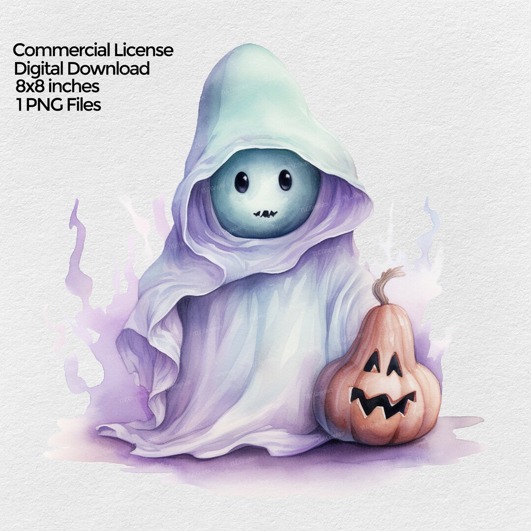 Halloween Cute Ghost Watercolor Png, Pastel Halloween Clipart Image ...