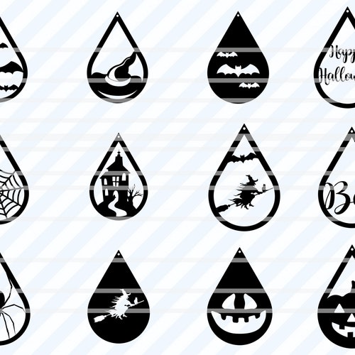 Halloween Earrings SVG Bundle Teardrop Earrings Svg Earring - Etsy
