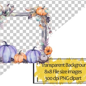 Halloween Frame Clipart, Square Watercolor Png, Fall Frames Clip Art ...