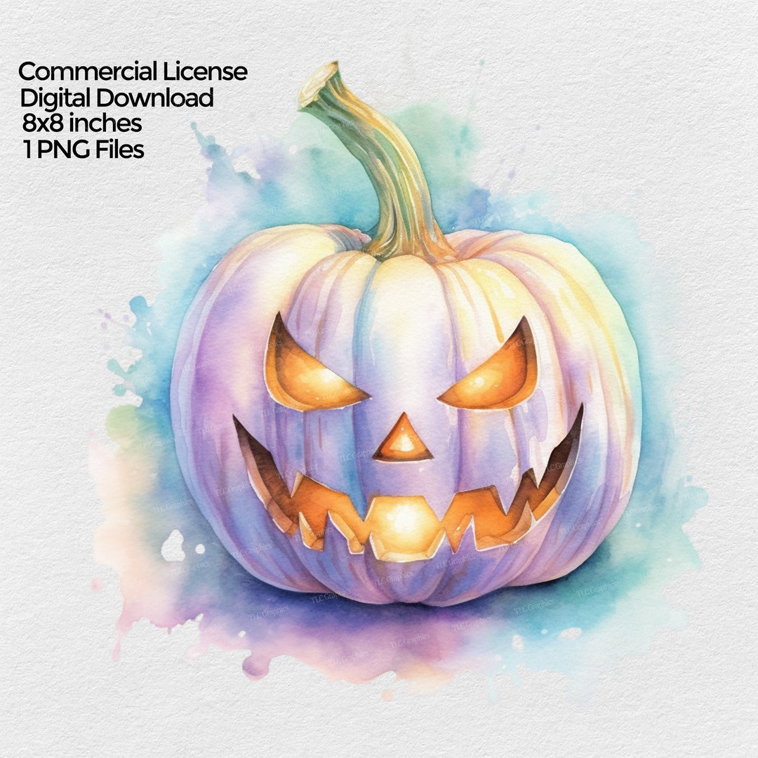 Jack O Lantern Halloween Clipart, Watercolor Png, Pastel Halloween ...
