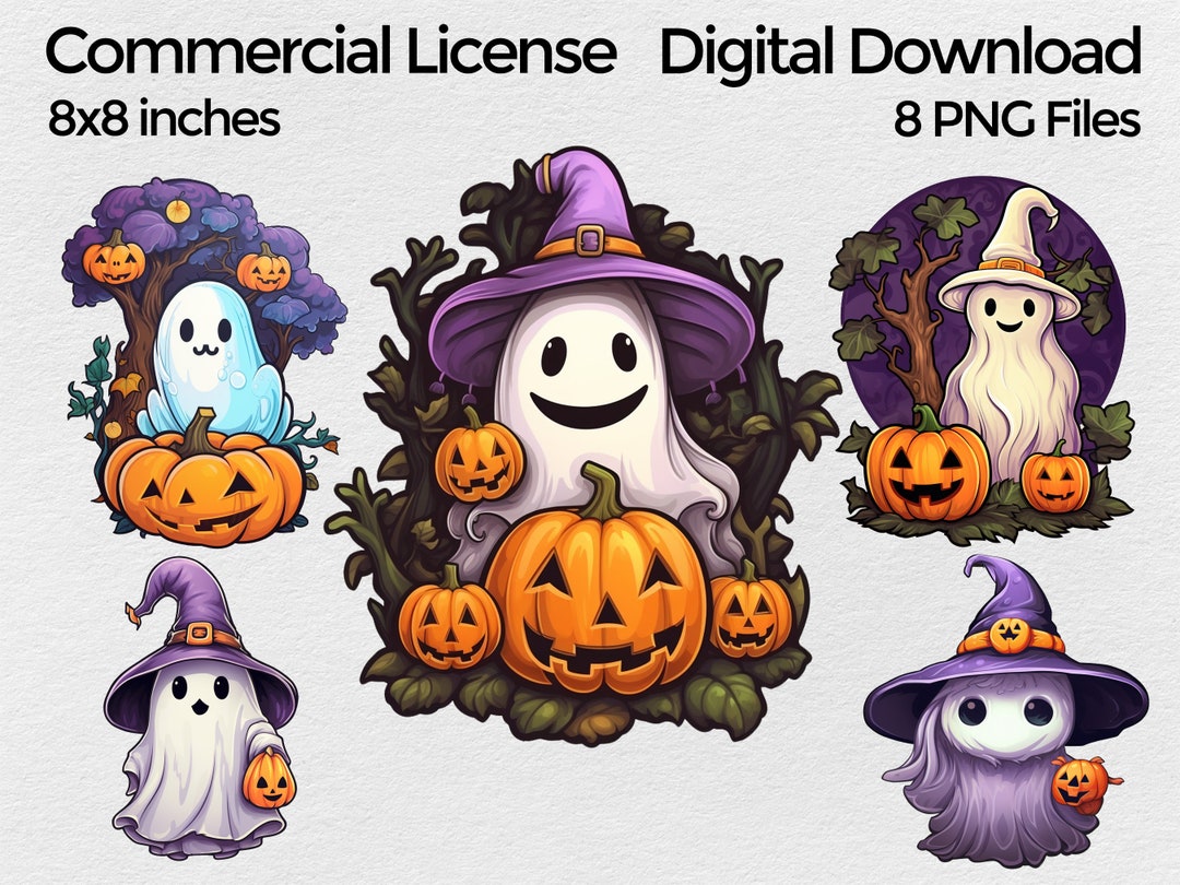 Cute Halloween Ghosts Clip Art Bundle Ghost Png Clipart - Etsy