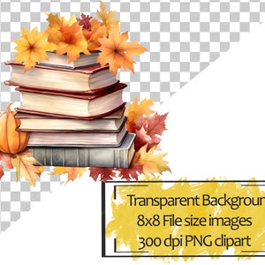 Fall Books With Leaves Png Clipart, Autumn Booklover Png Images ...