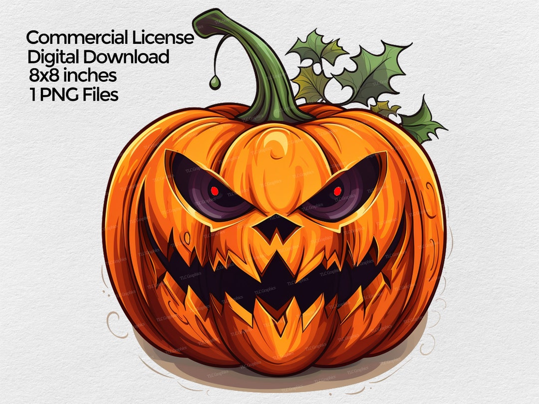 Spooky Jack O Lantern Clipart, Halloween Pumpkin PNG File, Sublimation ...