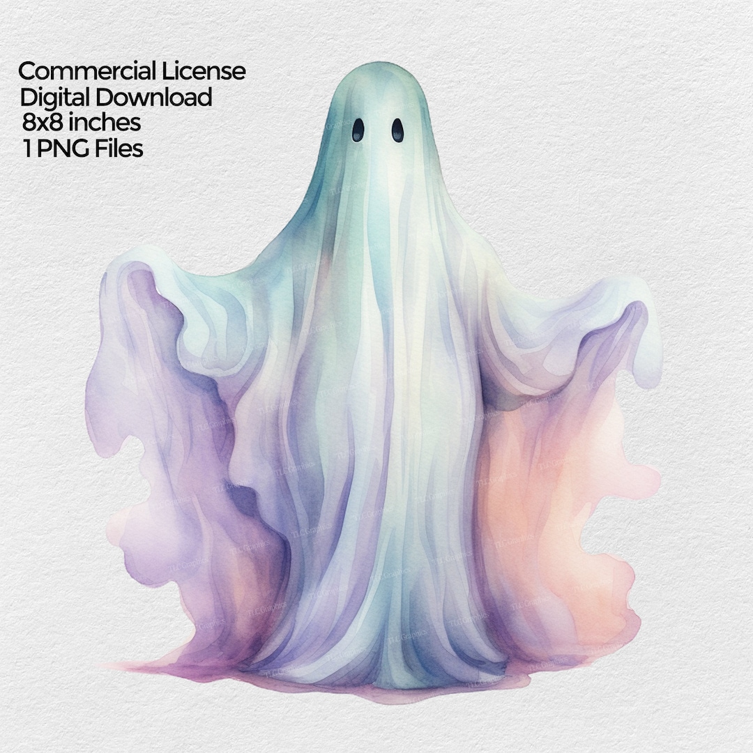 Halloween Ghost Watercolor Png, Pastel Halloween Clipart Image, Spooky ...
