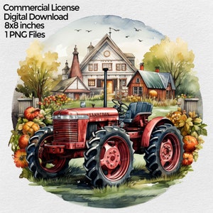 Fall Tractor With Pumpkins and Leaves Png Image, Old Farm Tractor ...