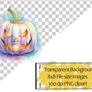 Jack O Lantern Halloween Clipart, Watercolor Png, Pastel Halloween ...