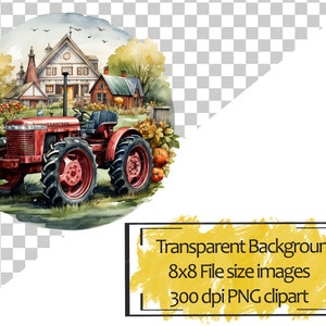 Fall Tractor With Pumpkins and Leaves Png Image, Old Farm Tractor ...