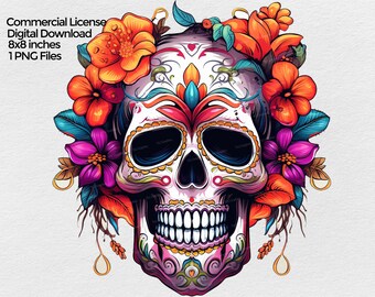 Sugar Skull Girl Clipart, Day of the Dead Sugar Skull PNG, Mexican ...