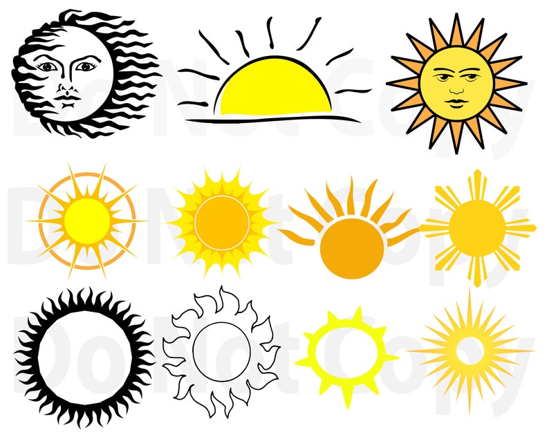 Sun Svg Bundle Sun Svg File For Cricut Design Elements Sun Etsy