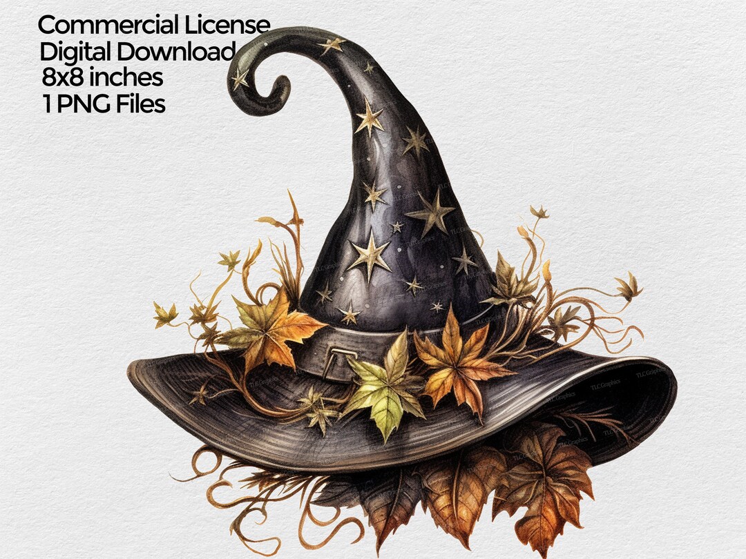 Witch Hat Clipart, Halloween Witch Hat PNG File, Fall Witch Hat ...