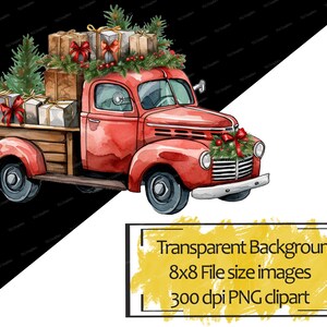 Red Country Christmas Farm Truck Clipart, Christmas Truck PNG File ...