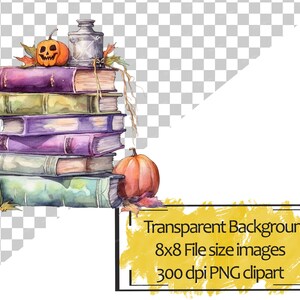 Halloween Books Watercolor Png, Pastel Halloween Clipart Image, Spooky ...