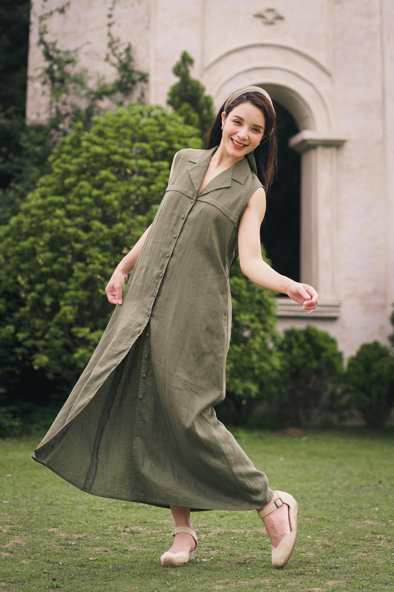 Natural Linen Dress, Long Sleeved Linen Dress, Linen Shirt Dress ...