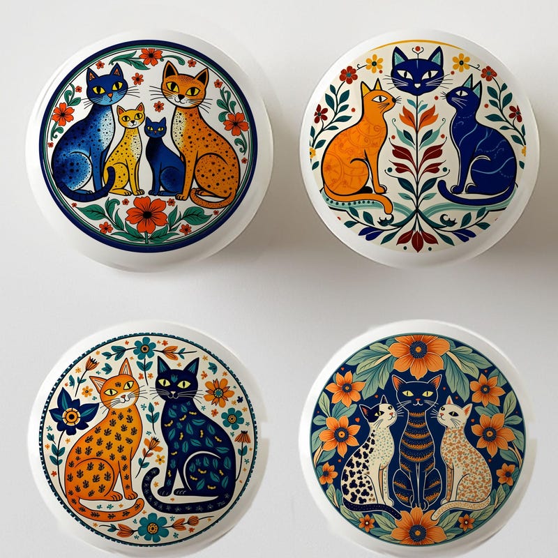 Ceramic Drawer Knobs Cat - Etsy