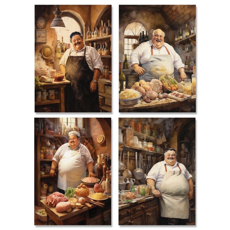 Fat Italian Chef Print - Etsy