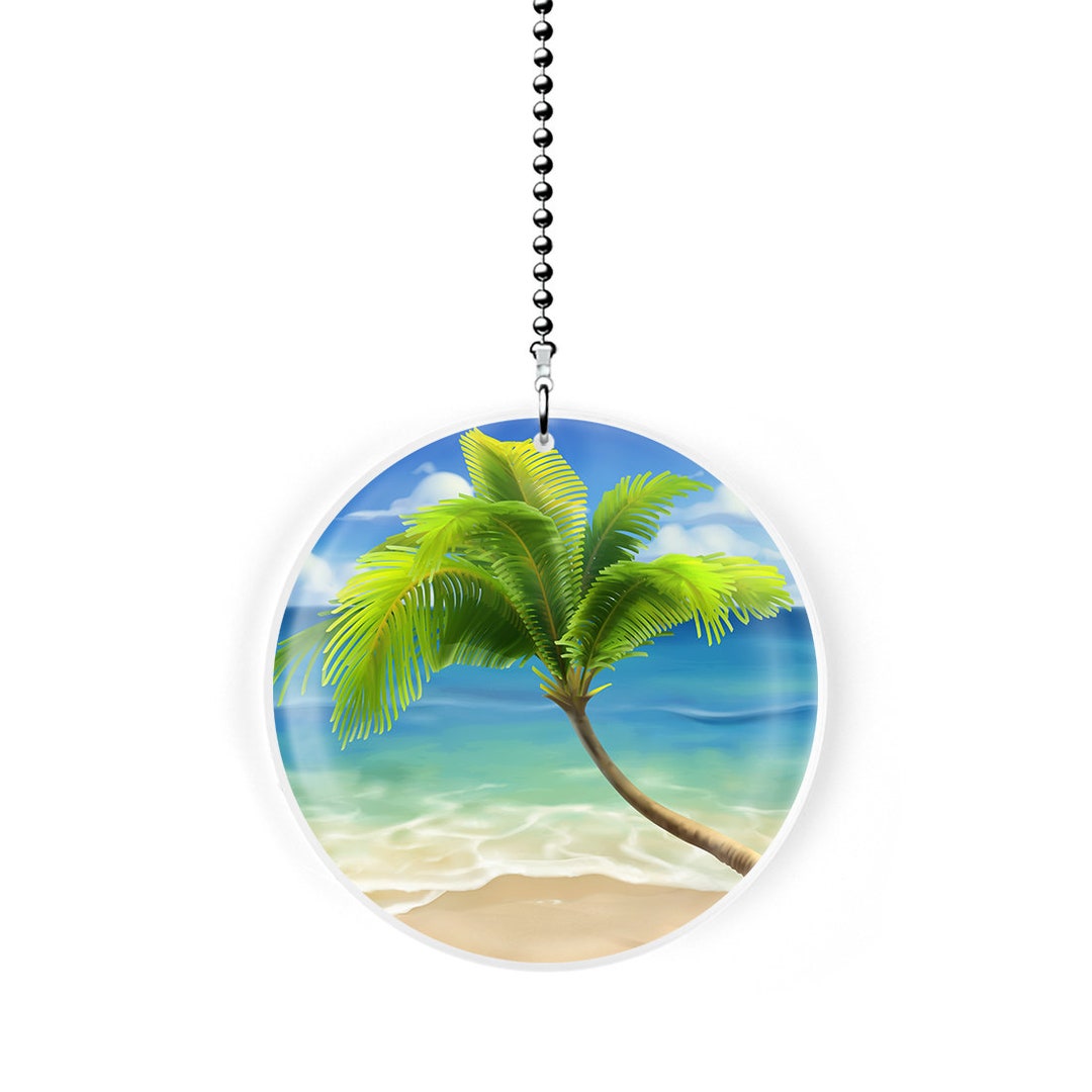 Curvy Tropical Palm Tree on the Beach Fan Pull / Light Pull - Etsy