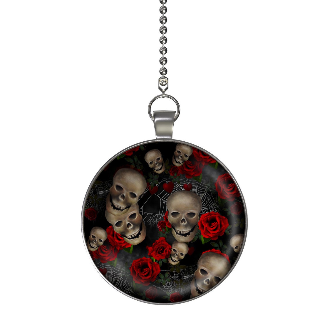 Skulls Webs and Roses Ceiling Fan / Light Pull Pendant With - Etsy