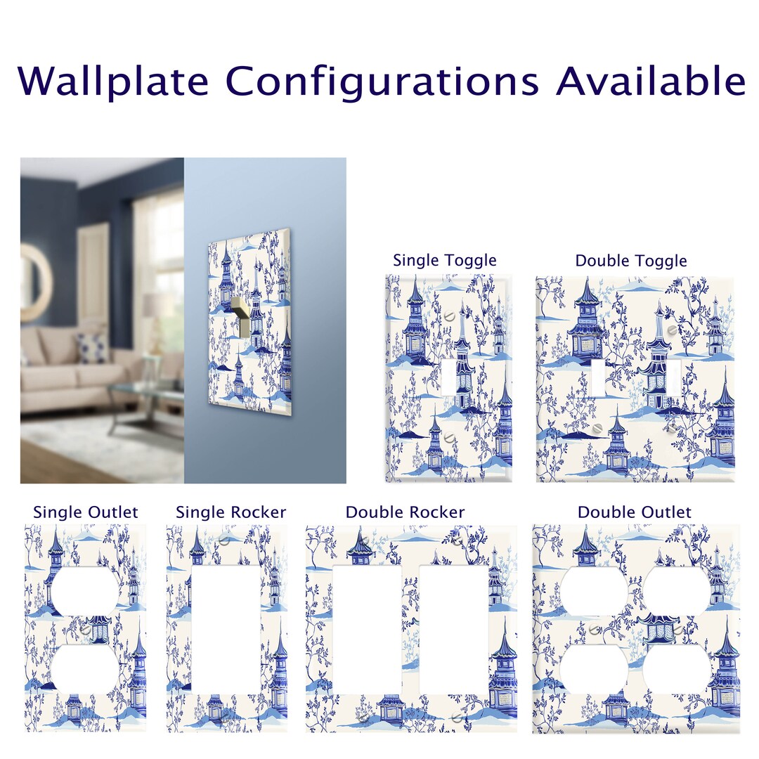 Japanese Pagoda Chinoiserie Decorative Switch Plate Cover / Outlet ...