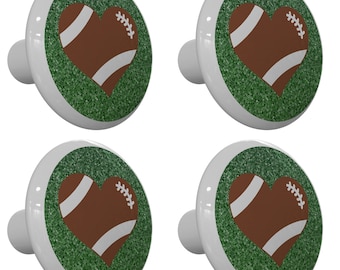 Set of 2 Football Knobs Football Drawer Pull Sports Theme Dresser ...