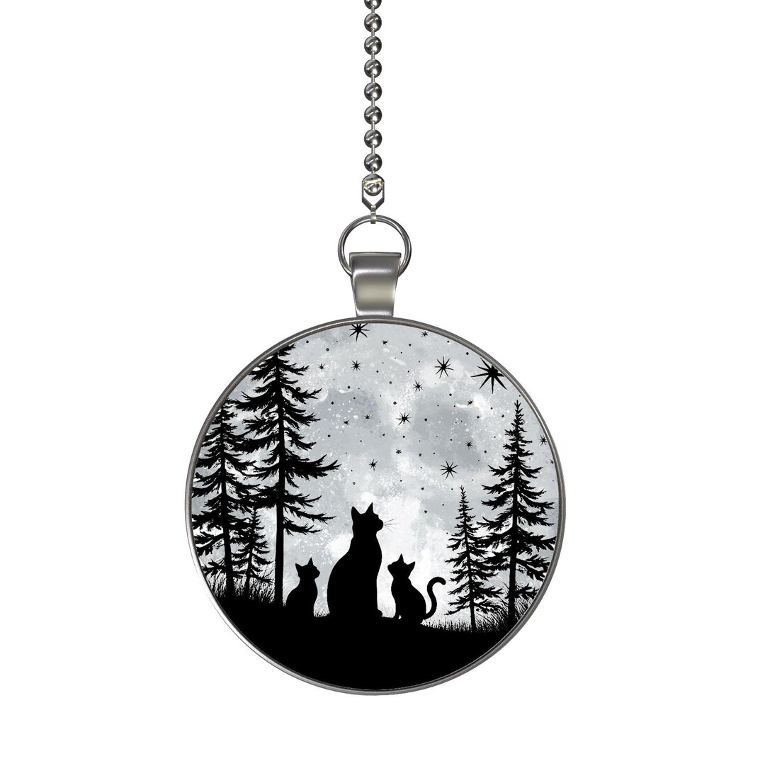 Cat and Kittens Under the Stars Glow in the Dark Ceiling Fan / Light ...