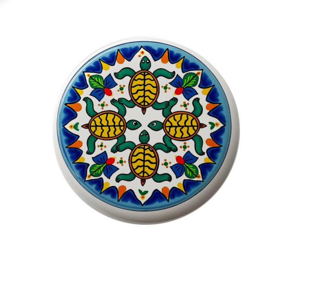 Talavera Sea Turtles Round Ceramic Decorative Drawer Knob - Etsy