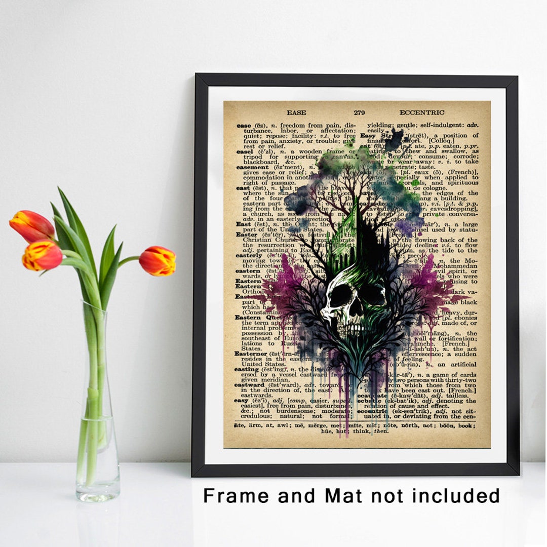Gothic Haunted Skull Dictionary Wall Art Print - Vintage Style Art for ...