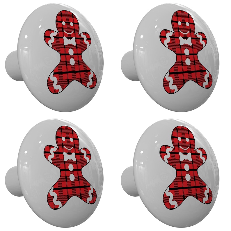 Set of 4 Christmas Lumberjack Buffalo Plaid Gingerbread Man - Etsy