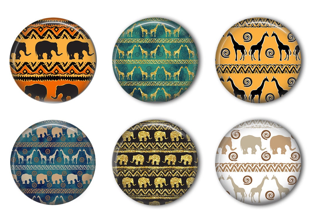 African Tribal Animals Round Refrigerator Magnet Set | Etsy